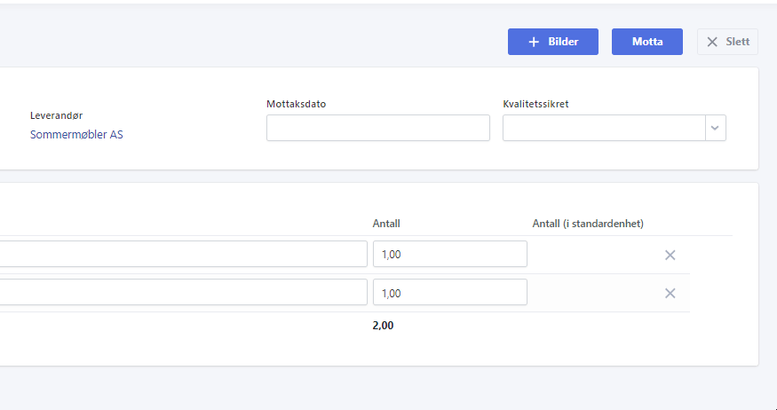 Slik registrerer du en mottakelse
